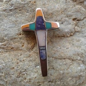 Jewelry | Sterling Silver Modern Inlaid Cross Pendant | Poshmark
